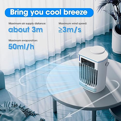 Desktop Cooling Fan - 500ml water tank Small Ac Unit - Small Portable Ac USB Charging, 3 Mist Modes, Camping Air Conditioner for Home Room Camping Car Office