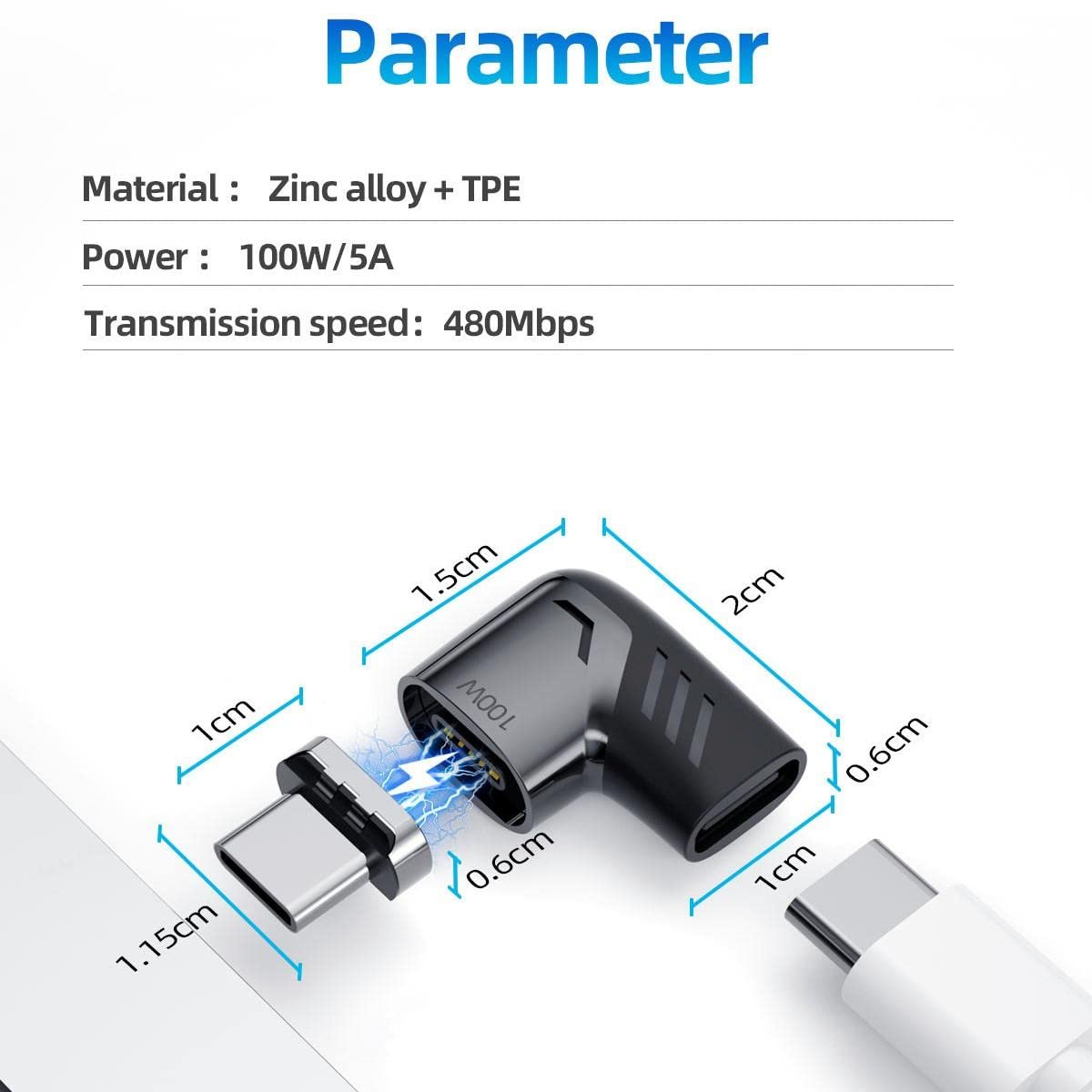BoxWave Adapter Compatible with Nintendo Switch - MagnetoSnap PD Angle Adapter, Magnetic PD Angle Charging Adapter Device Saver - Metallic Silver
