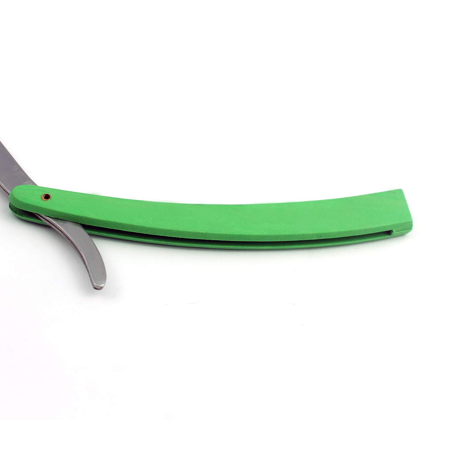DDP MANUAL FOLDING SHAVING KNIFE BEARD CUTTER SHAVER STRAIGHT EDGE 'DOUBLE BARBER RAZOR GREEN UP TO 22 BLADES (SET OF 11 BLADES)