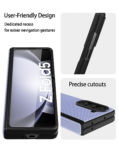 Cresee Case for Samsung Galaxy Z Fold 5 (2023) with Built-in Cover Screen Protector & Hinge Protection, Slim Hard PC + PU Protective Phone Case for Galaxy Z Fold5 5G - Lavender