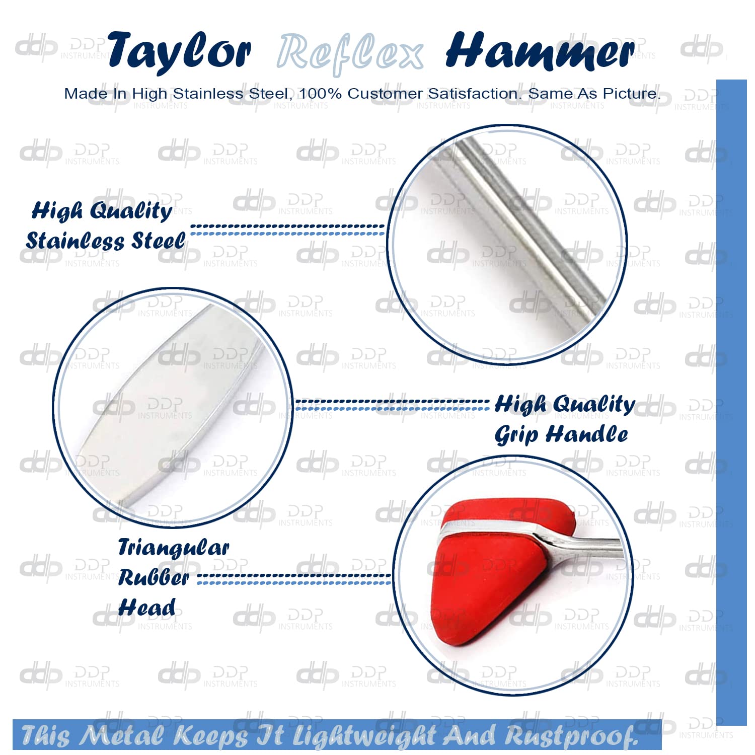 DDP Taylor Hammer Percussion Reflex Rubber Head RED Stainless Steel Instruments