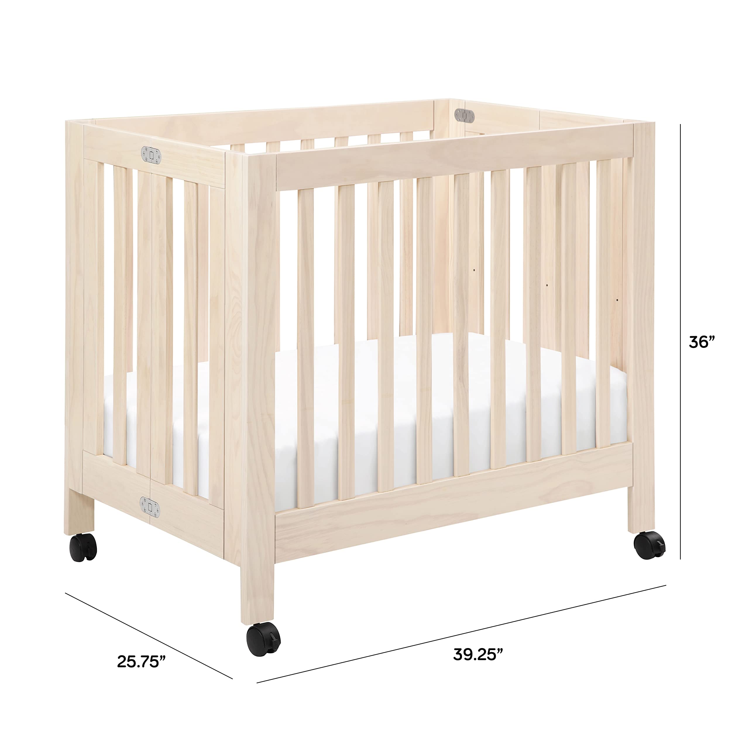 Origami Mini Crib with Pure Core Non-Toxic Mini Crib Mattress with Hybrid Waterproof Cover