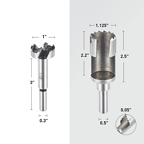 Anfrere 1-1/8" Wood Plug Cutter and Forstner Bit for Wood Cutting Tool Cork Drill Bit Knife, 3/8" Round Shank Carbon Steel Taper Tapered Cutting Tool Cork Drill Bit Knifes, WCB-A4