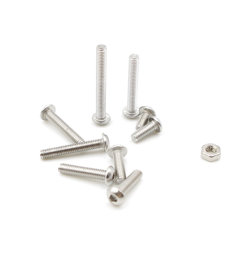 HVAZI Metric M3 304 Stainless Steel Button Head Socket Cap Screws Nuts Assortment Kit