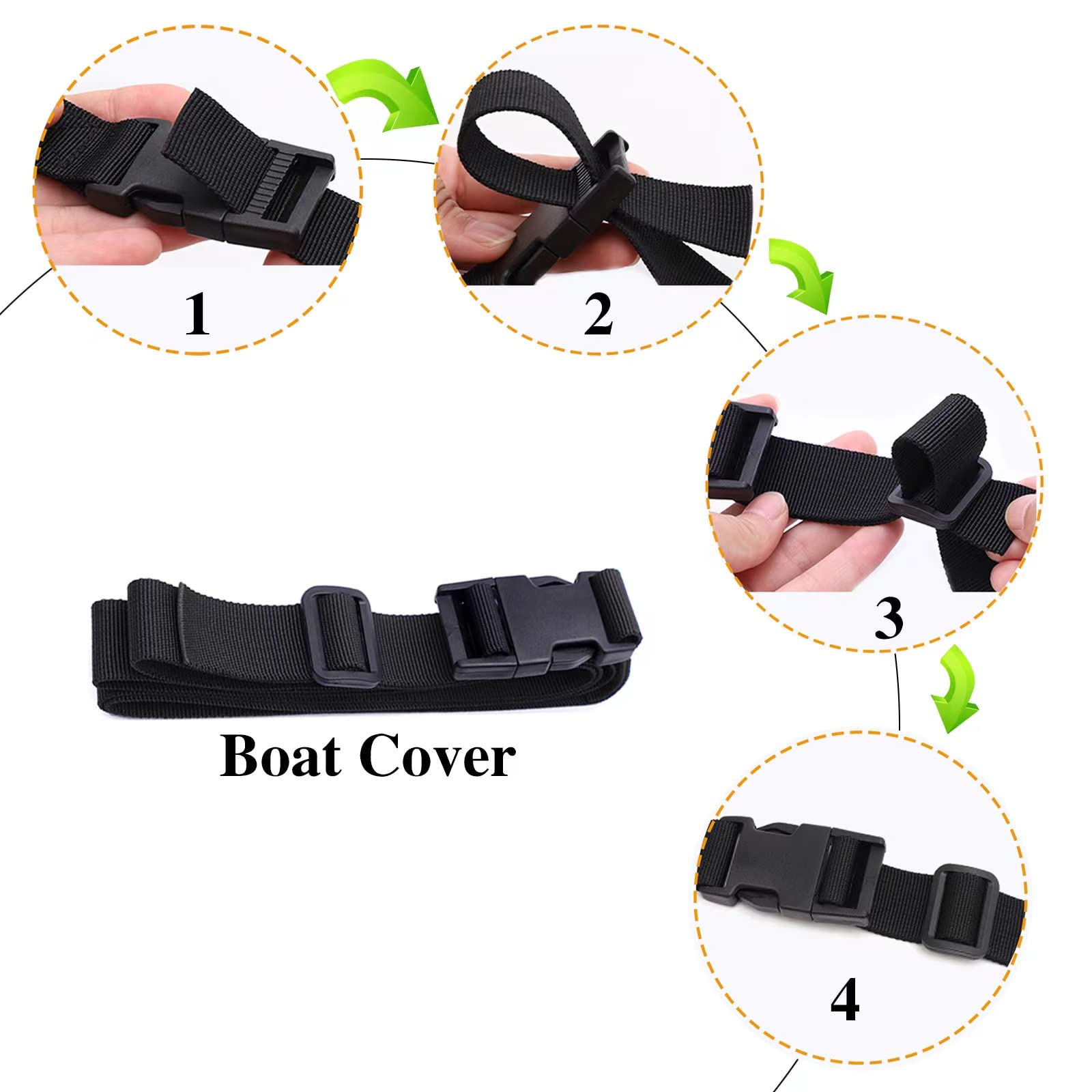 Adjustable Boat Cover Straps with Quick Release Buckles,Heavy Duty Boat Cover Tie Down Straps,Webbing Tightening Straps Suspenders,Belt (1" Wx96 L,6-Pack)