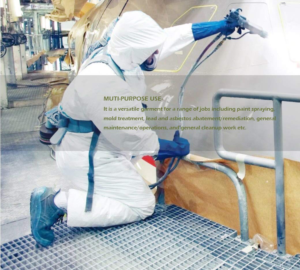 SYINE 3 Pack Large Disposable Protective Coverall Suit with Hood,Painters Coveralls,SF Material for Spray Painting Cleaning Work