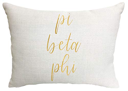 Sorority Shop Pi Beta Phi Pillow – Gold Script Design, 12" x 16" Lumbar Pillow Sorority