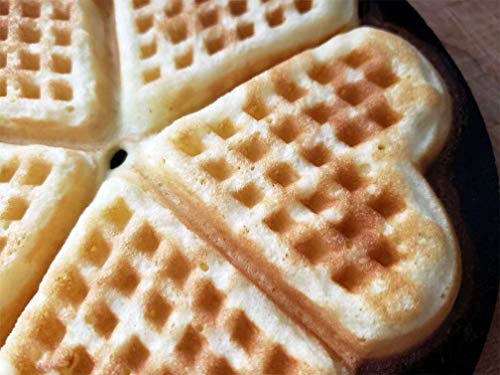 HAWOK Cast Iron Waffle Heart Shape Maker with Handle Hoder and Basting Brush…