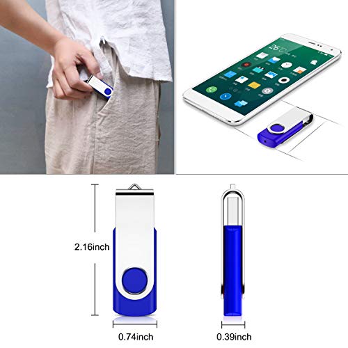 64GB Flash Drive, JEVDES 3 Pack Swivel Data Storage USB Flash Drive USB 2.0 Flash Drive Thumb Drives with LED Indicator, Jump Drive Zip Drive Memory Sticks (3 Mixed Color with Lanyards)
