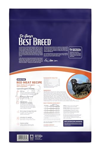 Best Breed Dr. Gary's Grain Free Red Meat Recipe Slow-Cooked in USA [Natural Dry Dog Food for All Breeds and Sizes] - 26lbs., Dark Brown