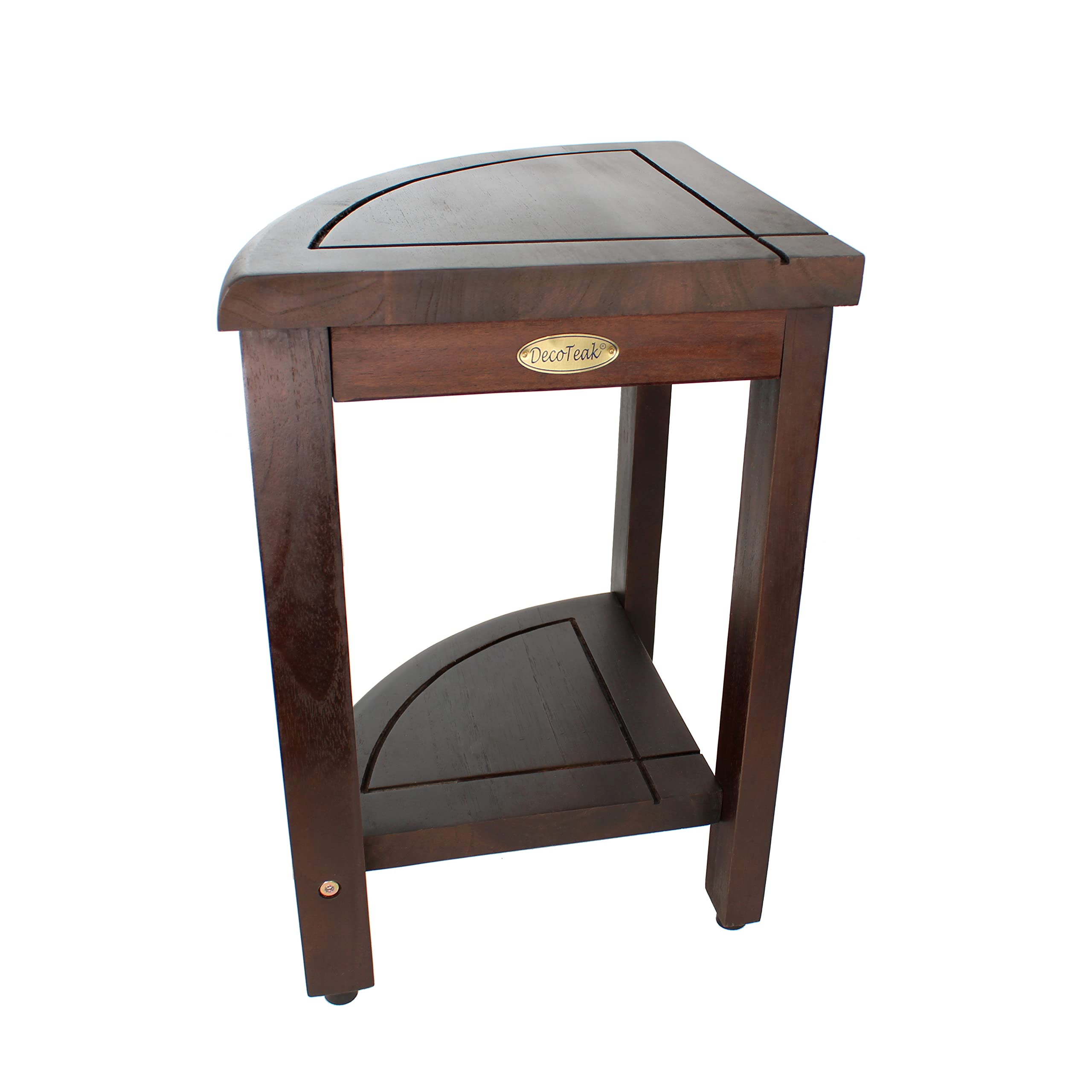 EcoDecors DecoTeak - Teak Snazzy Corner Shower Shelf - Shower Stool for Shaving Legs - Shower Foot Stool - Teak Shower Stool - Corner Shower Stool - Small Shower Stool