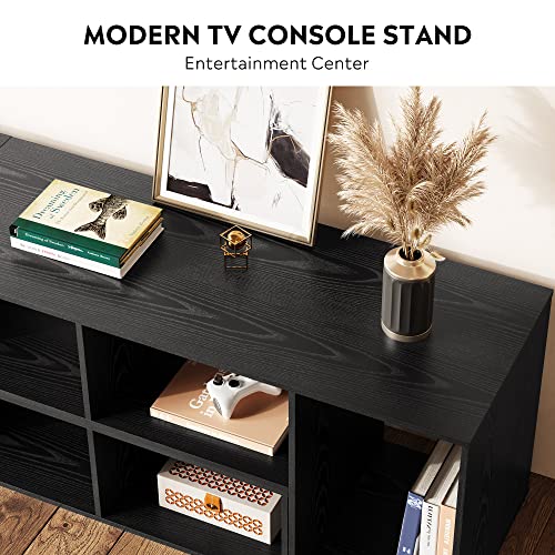DEVAISE Flat Screen TV Stand for 65 75 inch TV, Modern Entertainment Center with Storage Shelves, Media Console Bookshelf for Living Room, Black…