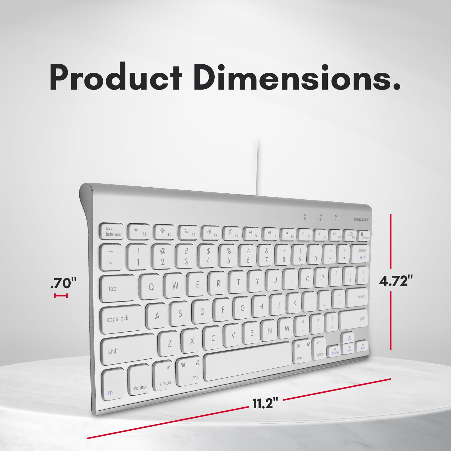 Macally Wired Keyboard for Mac | Compatible Apple Keyboard (78 Keys) External Keyboard for MacBook Pro/Air, iMac, Mac Mini/Pro - Plug and Play USB Computer Keyboard