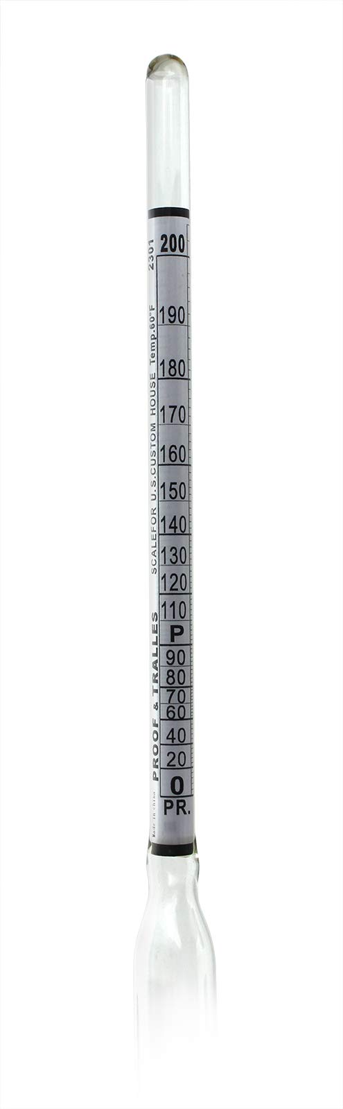 Hydrometer - Alcohol, 0-200 Proof and Tralle & Twin Bubble Airlock and Carboy Bung (Pack of 2)