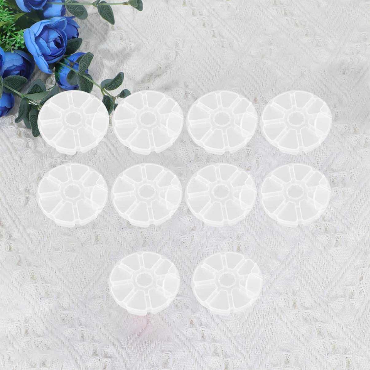 SEWACC 10pcsbox8 Jewelry Desktop Tips False Compartments Clear Bedroom Container Case Round Stylish Bead Sundries Home Display Organizerwhite Storage Organizer Plastic White Nail