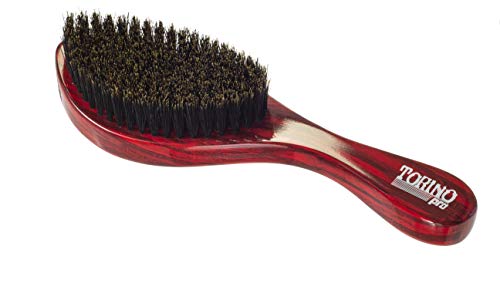TORINO PRO WAVE BRUSHES BY BRUSH KING Wave Brush #11- Medium Soft Curve Wave Hair Brush for Men, 100% Boar Bristles, Great for Fresh Cuts and Thinning Hair, For 360 Waves