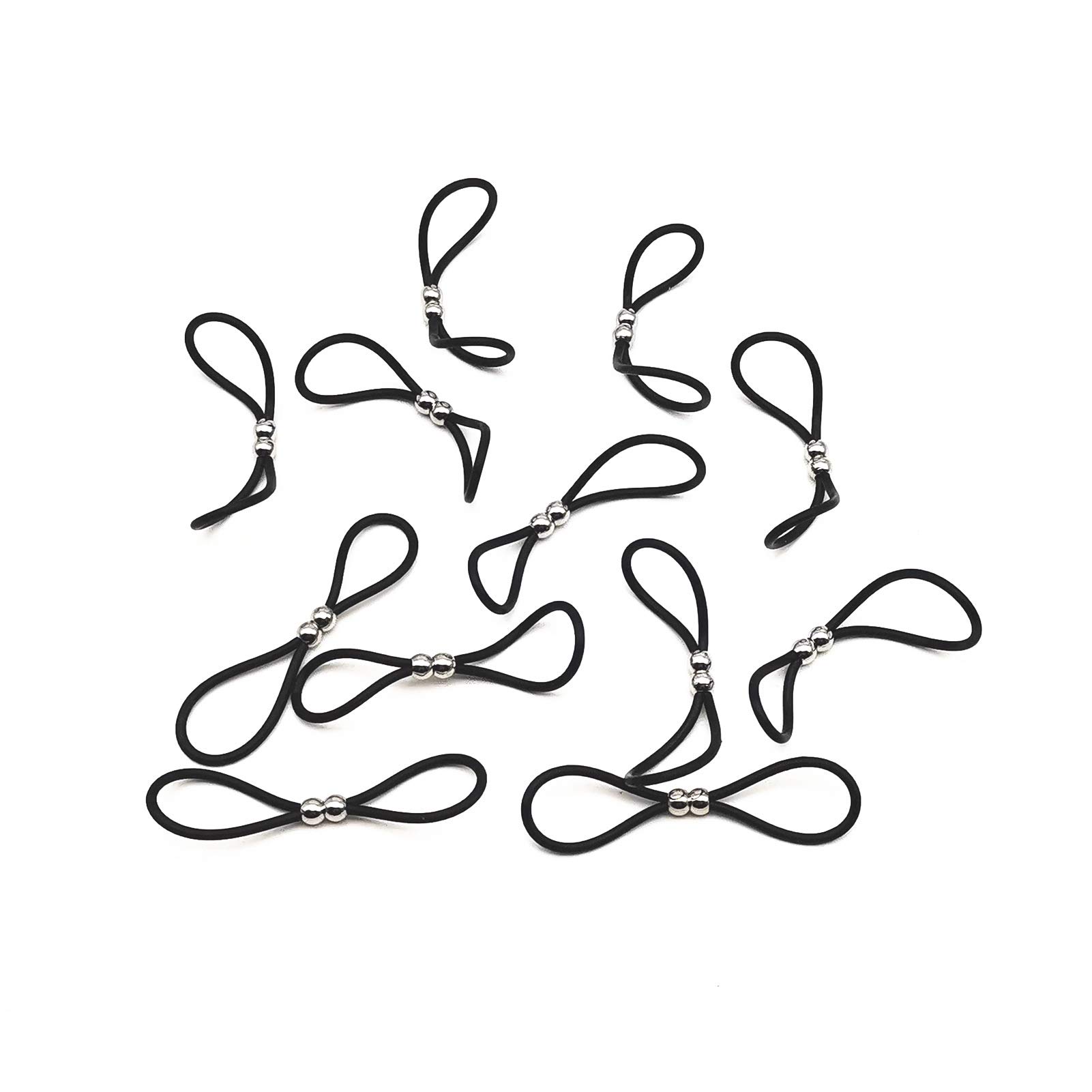 Adjustable Silicone Ring Bands At Both Ends Rubber Loop For Non Piercing Nipple Chain Body Jewelry-black,12pcs