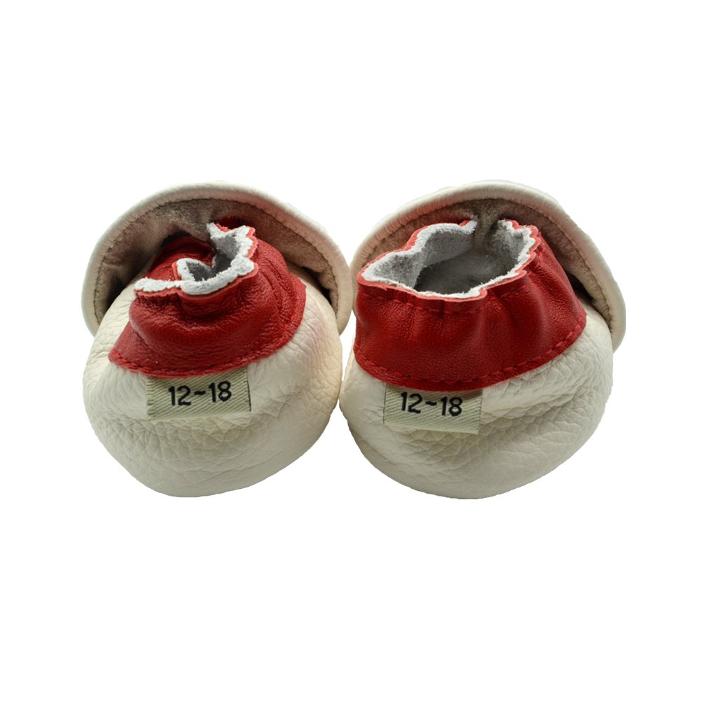 iEvolve Baby Leather Shoes Soft First Walker Shoes Crib Shoes Moccasins for Toddlers(Red Owl, 12-18 Months)