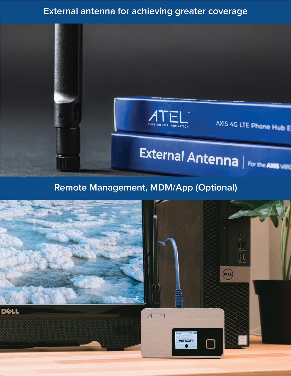 ATEL V810A 4G LTE Fixed Access Router w/Battery & Antenna | LTE Cat-4 | Data Speeds of 150Mbps Downlink | 50Mbps Uplink | Connect up to 15 Devices |Compatible w/Verizon Network