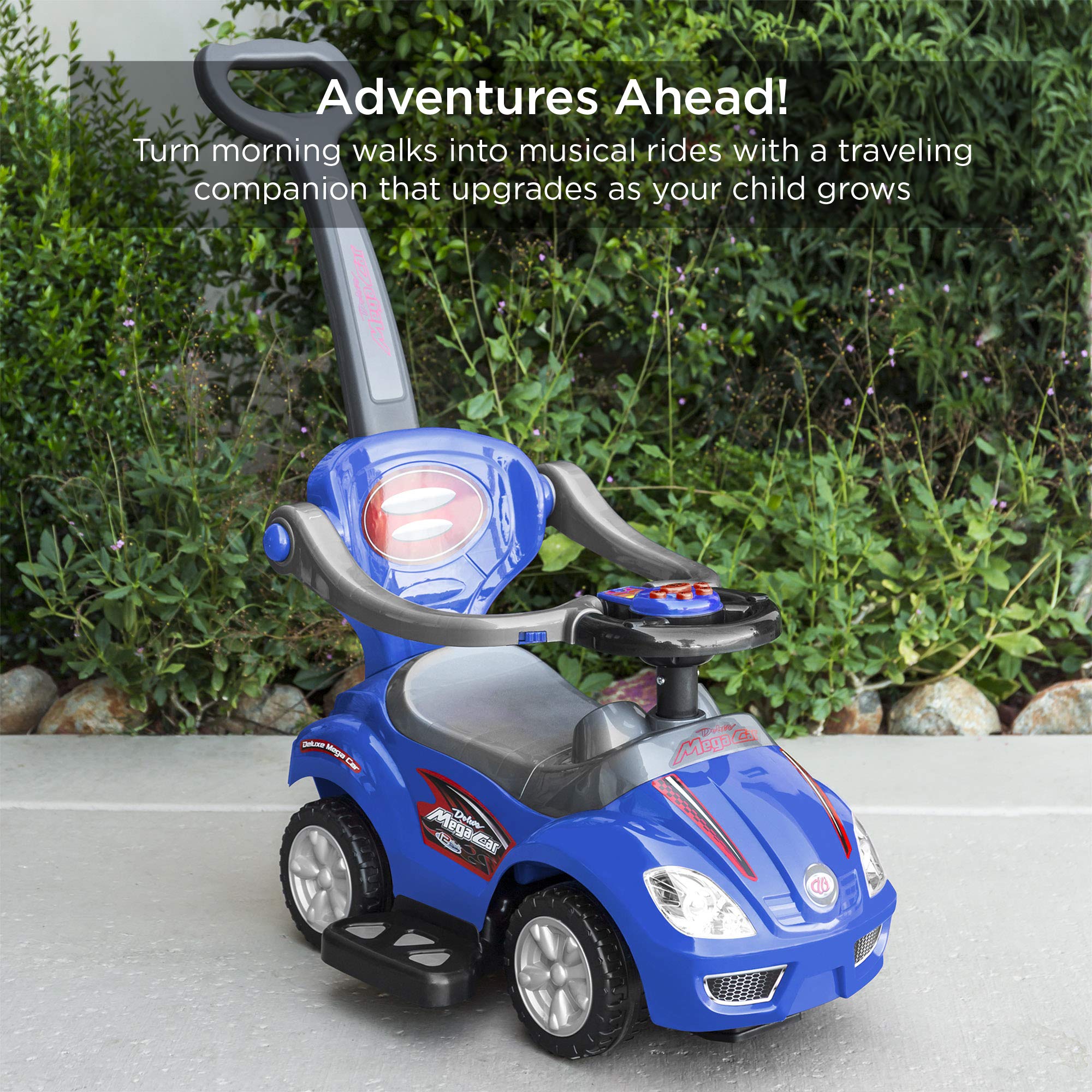 Best Choice Products Kids 3-in-1 Push and Pedal Car Toddler Ride On w/Handle, Horn, Music - Red