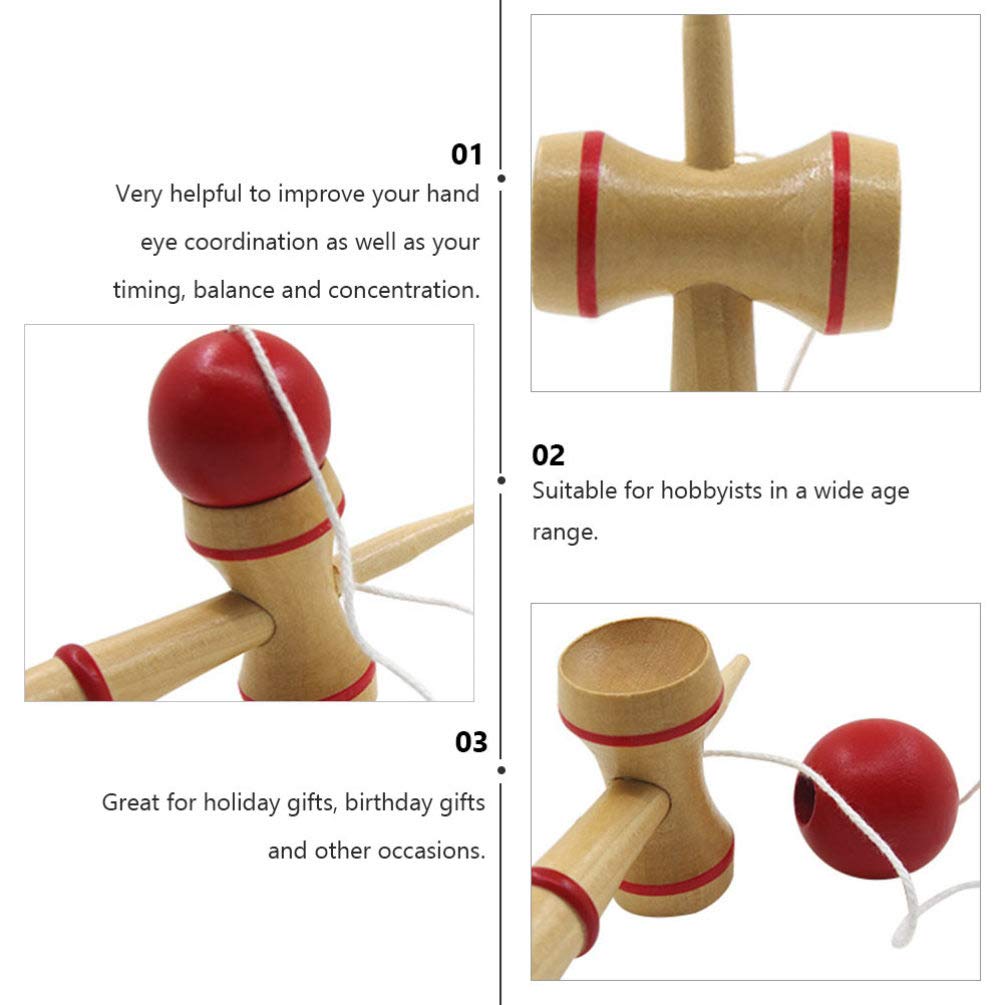 BESPORTBLE Wooden Tribute Kendama Toy Japanese Cup and Ball Catch Kadoma Game Ball in Cup Game Hand Eye Coordination Ball Catching Cup 2pcs