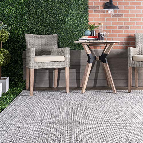 nuLOOM Wynn Braided Indoor/Outdoor Runner Rug, 2' 6" x 6', Light Grey/Salt and Pepper