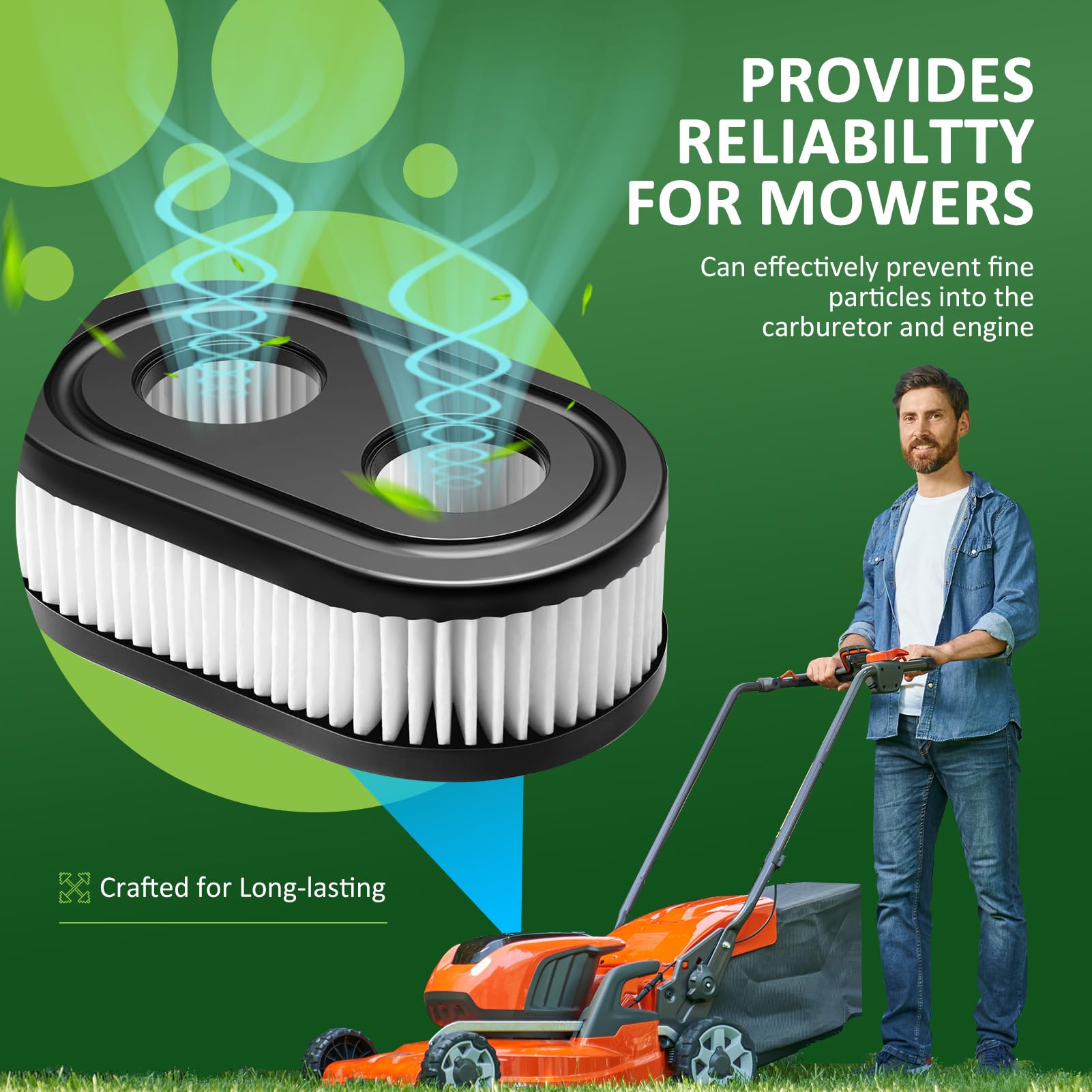593260 Air Filter for Lawn Mower, 798452 334404 Replacement Air Fliter Compatiable with Series Engine 550E 500EX 550EX 625 575EX 4247 5432 5432k, 2 Packs