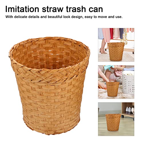 DOITOOL Woven Basket Waste Basket Woven- Small Natural Paper Wicker Laundry Baskets- Bathroom Trash Can Kitchen Trash Can for Home Offices Laundry Garages Atelier ( Khaki ) Seagrass Basket