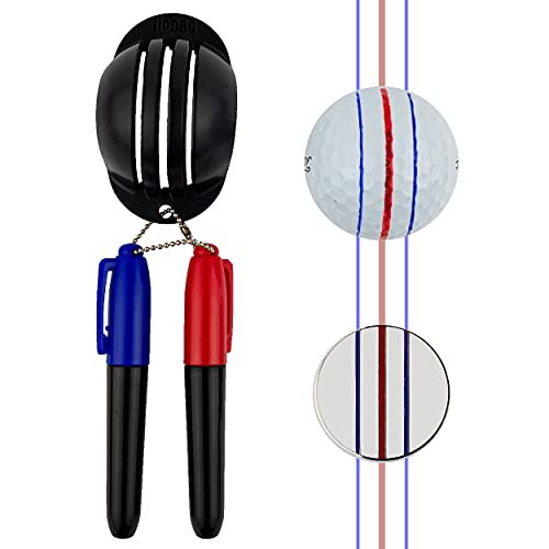 59Golf - Golf Ball Triple line Marker + Permanent Markers (red and Blue + Poker chip)