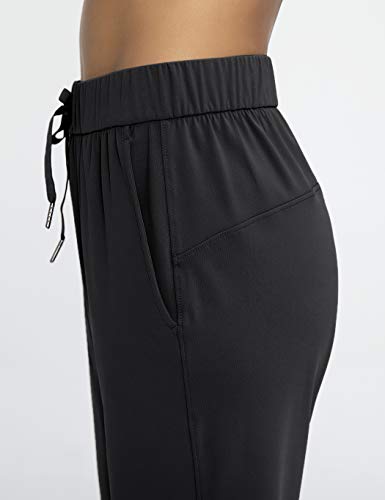 AJISAI 7/8 Joggers Travel Pants with Pockets Lounge Casual Stretch Workout Pants for Women Black 27" L