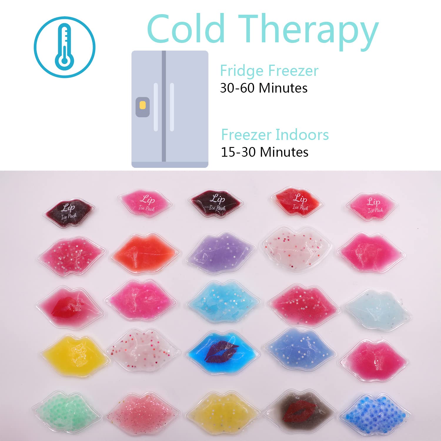Lip Ice Pack for Cosmetic (20 Pack) Small Ice Pack for Lip Filler, Mini Ice Pack Cold Use for Lip Keep Lipstick from Fading, Heat Use for Makeup Remover, Gift for Girl Woman (Yellow + red)