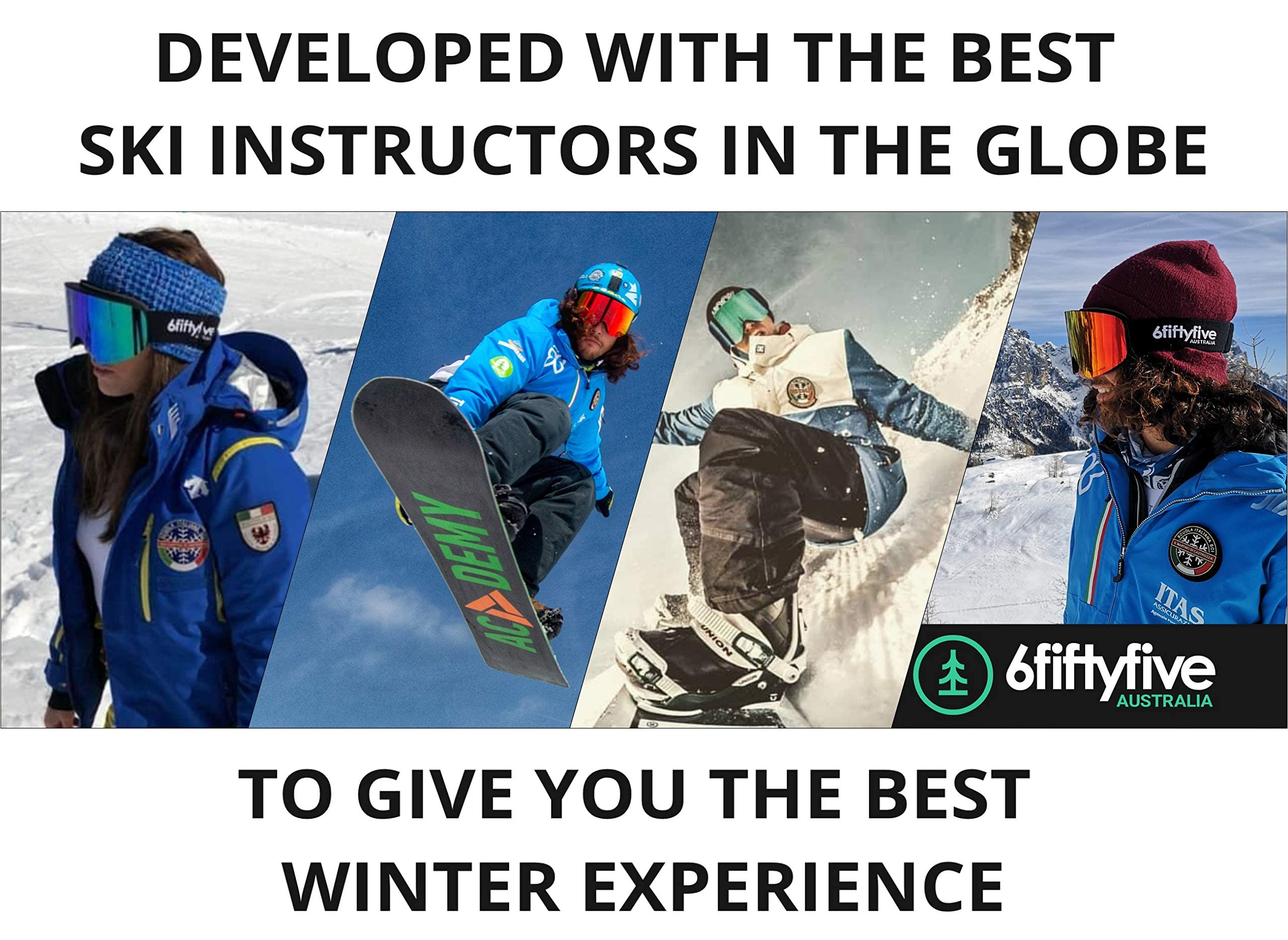 6fiftyfive - Ski Goggles Men and Women - Frameless, Full REVO Coating, Anti Fog, Magnetic Quick Change Lens, 100% UV400, OTG - Ski, Snowmobile and Snowboard