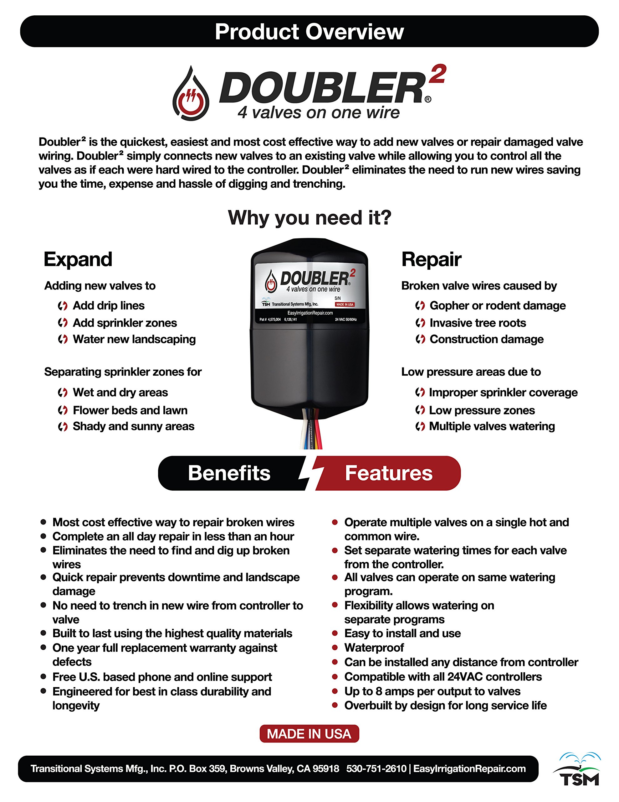 DOUBLER2 - 4 Valves on One Wire / Expand or Repair Your Irrigation System with Ease