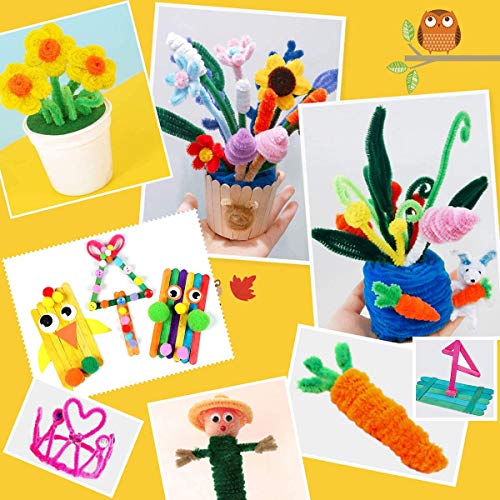 MOISO Kids Crafts and Art Supplies Jar Kit - 560+ Piece Set - Make Bracelets and Necklaces - Plus Glitter Glue, Construction Paper, Colored Popsicle Sticks, Google Eyes, Pipe CleanersâŚ