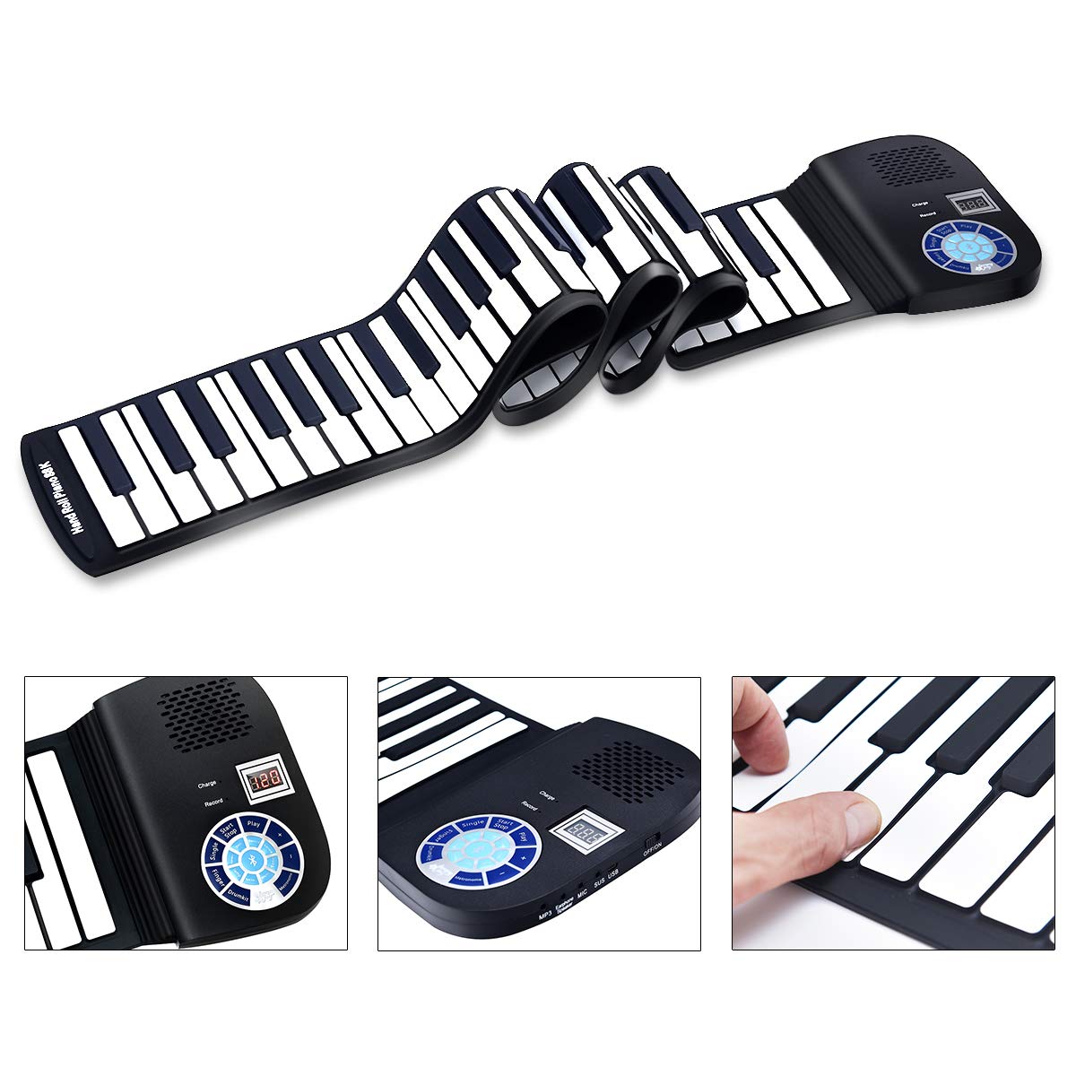 88 Keys Portable Keyboard Piano, Safeplus Electric Roll Up Flexible Silicone Piano Keyboard for Kids Beginners Adults Gift Support MP3 Player Bluetooth Function
