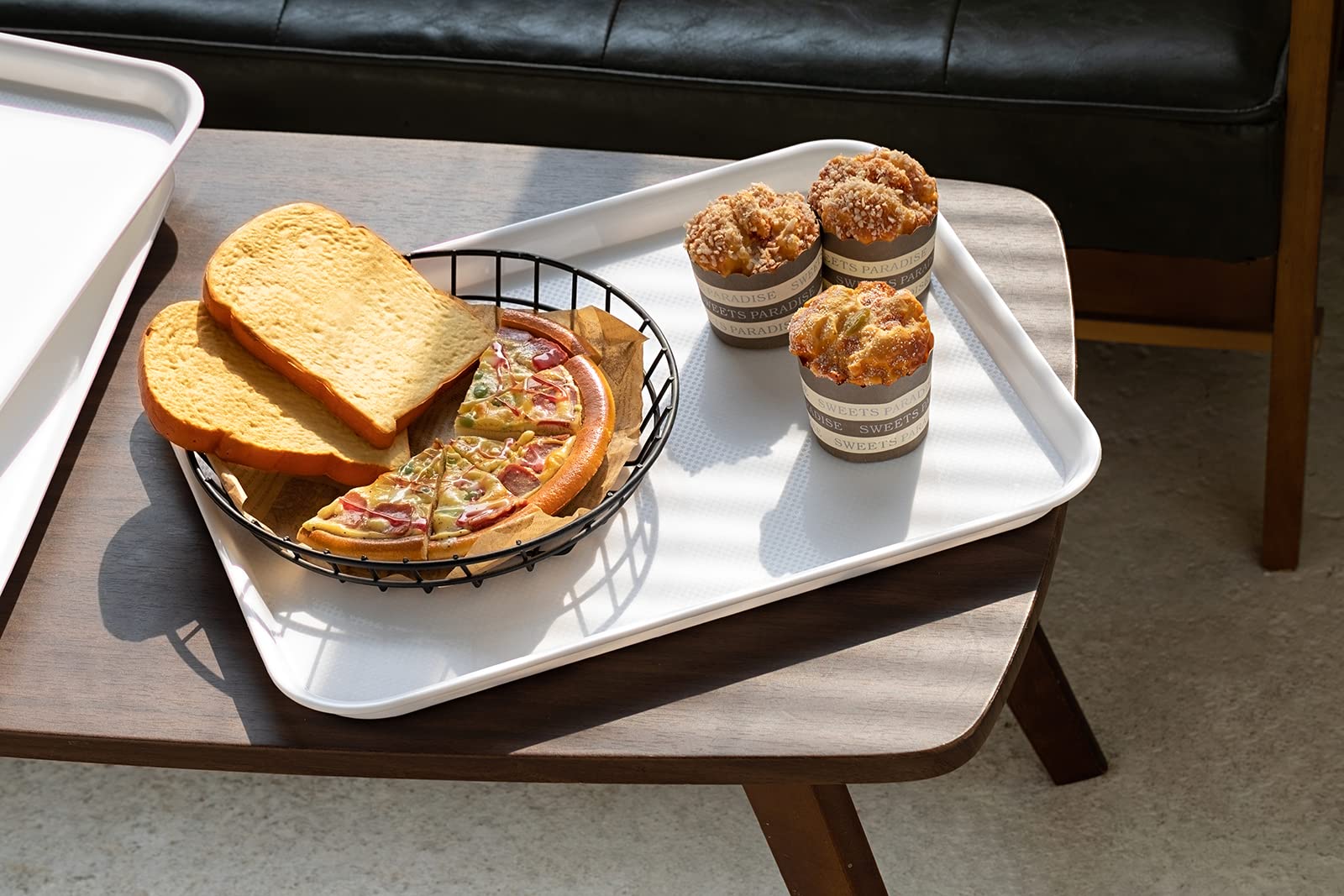 Aebeky Plastic Cafeteria Trays,Fast Food Serving Trays,13"X17",Set of 6(White)
