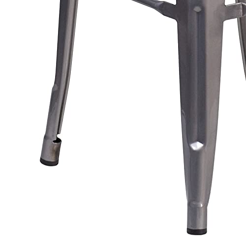 Flash Furniture Lincoln 30'' High Backless Clear Coated Metal Indoor Barstool with Square Seat