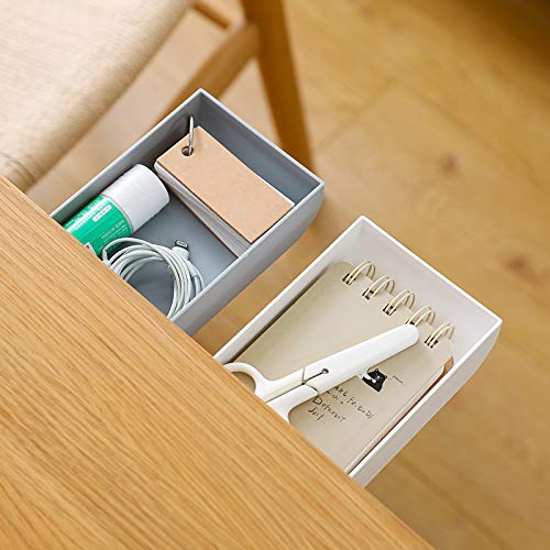 TuTuShop Under Table Drawer, Hidden Self-Adhesive Pencil Tray Drawer,Under Desk Holder Storage Box, Stationery Pencil Storage Drawer Organizer for Office/School/Kitchen (2 Pack White+Grey)