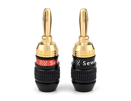 Deadbolt Banana Plugs 6-Pairs by Sewell, Gold Plated Speaker Plugs, Quick Connect, SW-29863-6