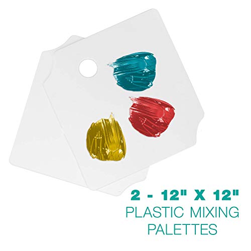 Custom Shop 12" x 12" Autobody Filler Plastic Mixing Board/Pallete (Pack of 2) with 5 Inch Body Filler Spreaders (Pack of 10) for Automotive Body Fillers, Putties and Glazes