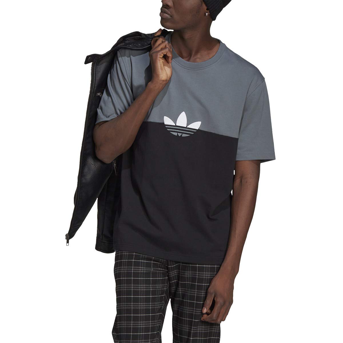 adidas Originals,mens,Slice Trefoil Box Tee,Black/Blue Oxide,Small