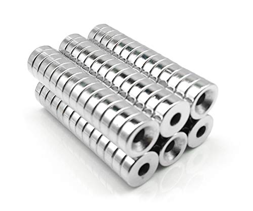 Round Multi-Use Magnets for Refrigerator Craft Project - Approximate 12x3mm with 4mm Countersunk Hole - 30 Pieces