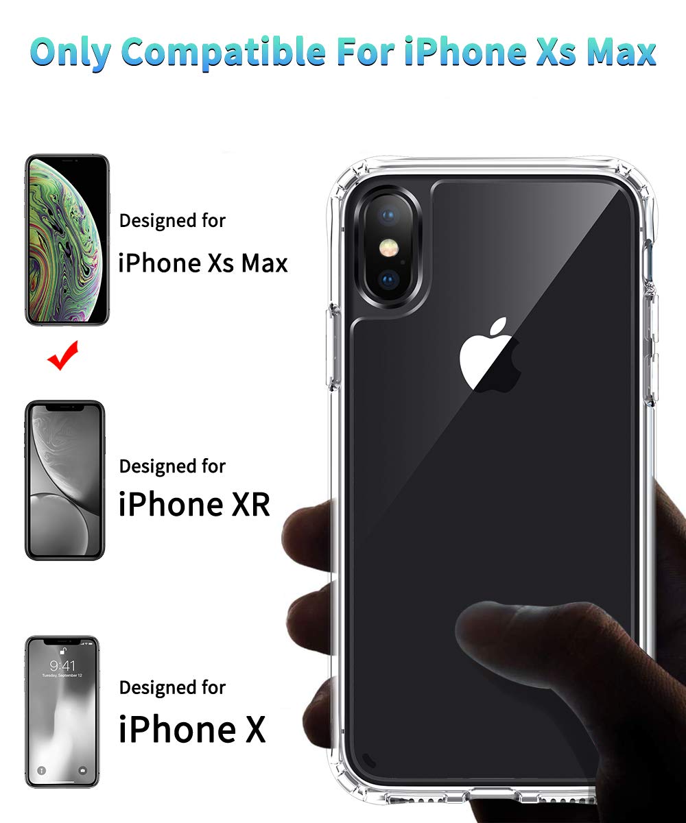 AEDILYS iPhone Xs Max Case,[Airbag Series] with [2 x Tempered Glass Screen Protector] [Military Grade]|15Ft. Drop Tested [Scratch-Resistant]|Wireless Charging | for Apple iPhone Xs Max 5.5 Inc- Clear