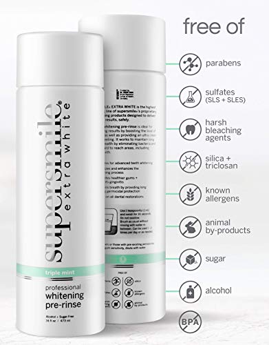 Supersmile Extra Whitening Pre-Rinse - Clinically Formulated Pre-Brush Dental Mouthwash, 16 Fl. Oz (1-Bottle)