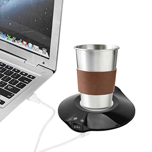 ASHATA Coffee Mug Warmer Iced, Temperature Control Smart Mug Pad for Coffee Tea and Milk, Smart Beverage Cup Mat Warmer Cooler for Travel Office Home, Red Light for Heating, Blue Light for Cooling