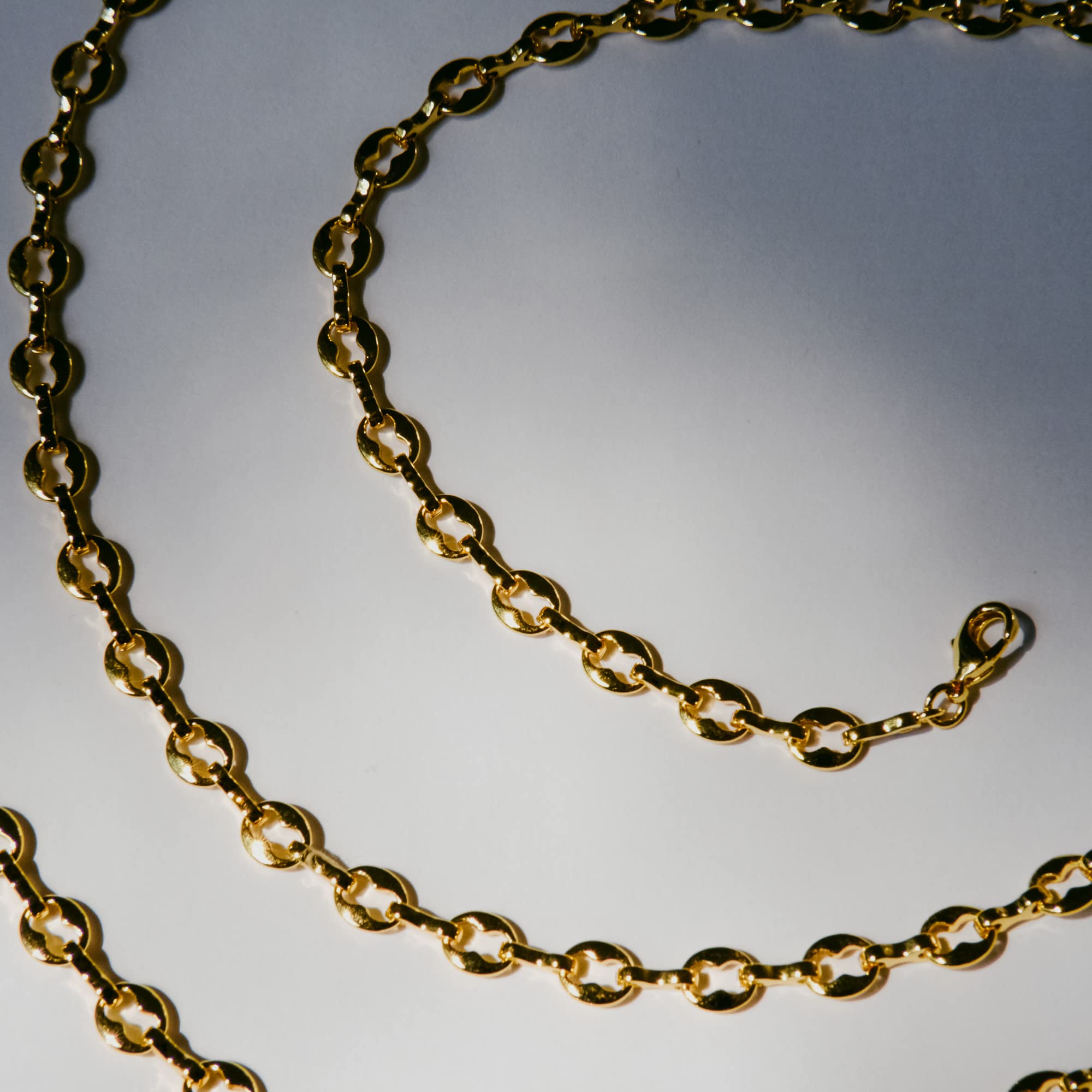 5mm Puffed Mariner Anchor Link Chain Belly Chain 37'' Adjustable | Gold Puffy Link Chain Body Chain