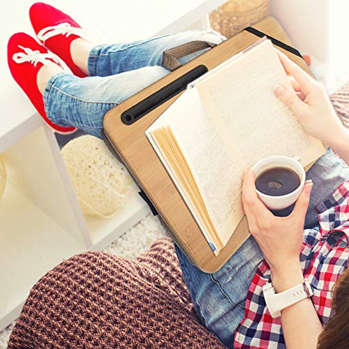 Oversized Lap Desk,wishacc Portable Bamboo Lap Desk Tray for Home Office (Fits up to 17.3” Laptop)