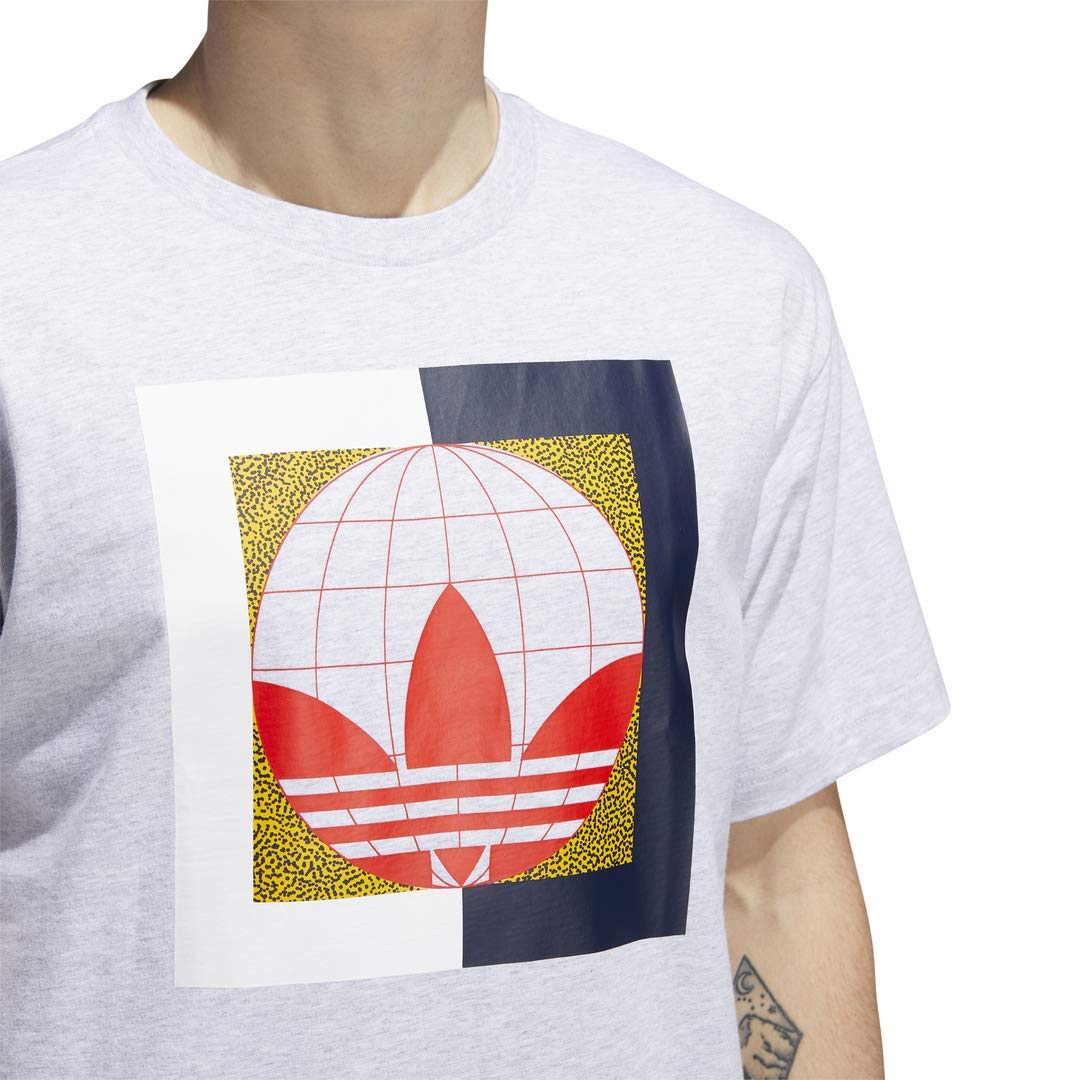 adidas Originals Men's Globe Tee, Light Grey Heather, S