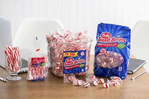 Bob's Sweet Stripes Soft Peppermint Candy, 160 Individually-Wrapped Pieces, 28 Ounce Jar