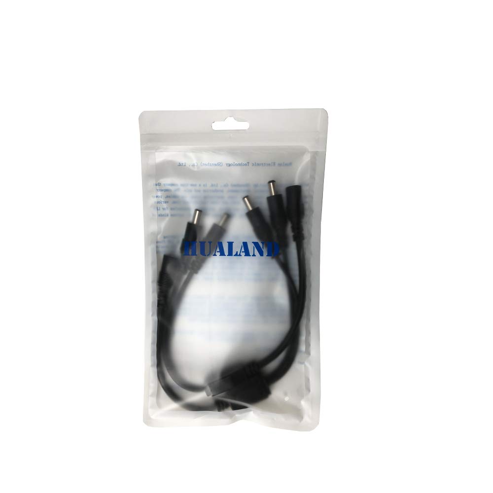 HUALAND 2 Pack Black 1 Female to 2 Male 5.5mm X 2.1mm CCTV DC Power Supply Splitter Cable